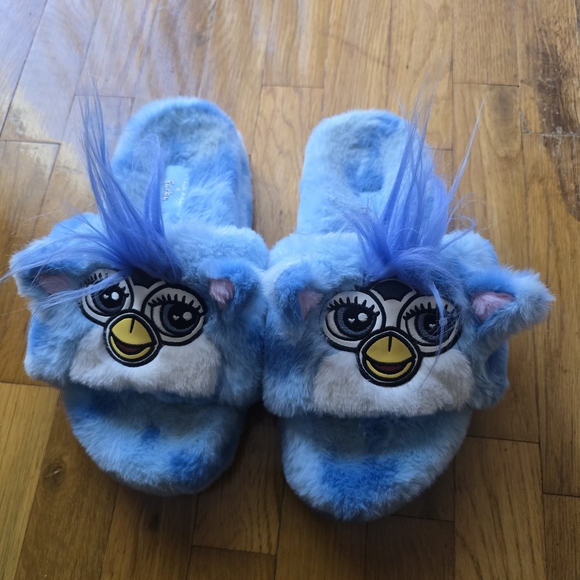 Dolls Kill | Shoes | Dollskill Furby Fuzzy Blue Slides | Poshmark